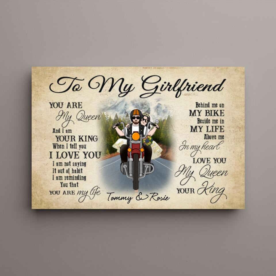 Personalized Canvas, Old Motorcycle Couple, Happy Wedding Anniversary ...