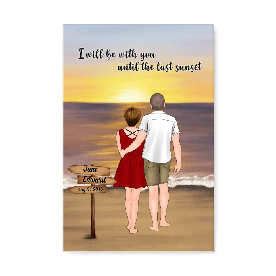 Personalized Canvas, Coupe On Beach Sunset, Gift for Anniversary & Cou ...