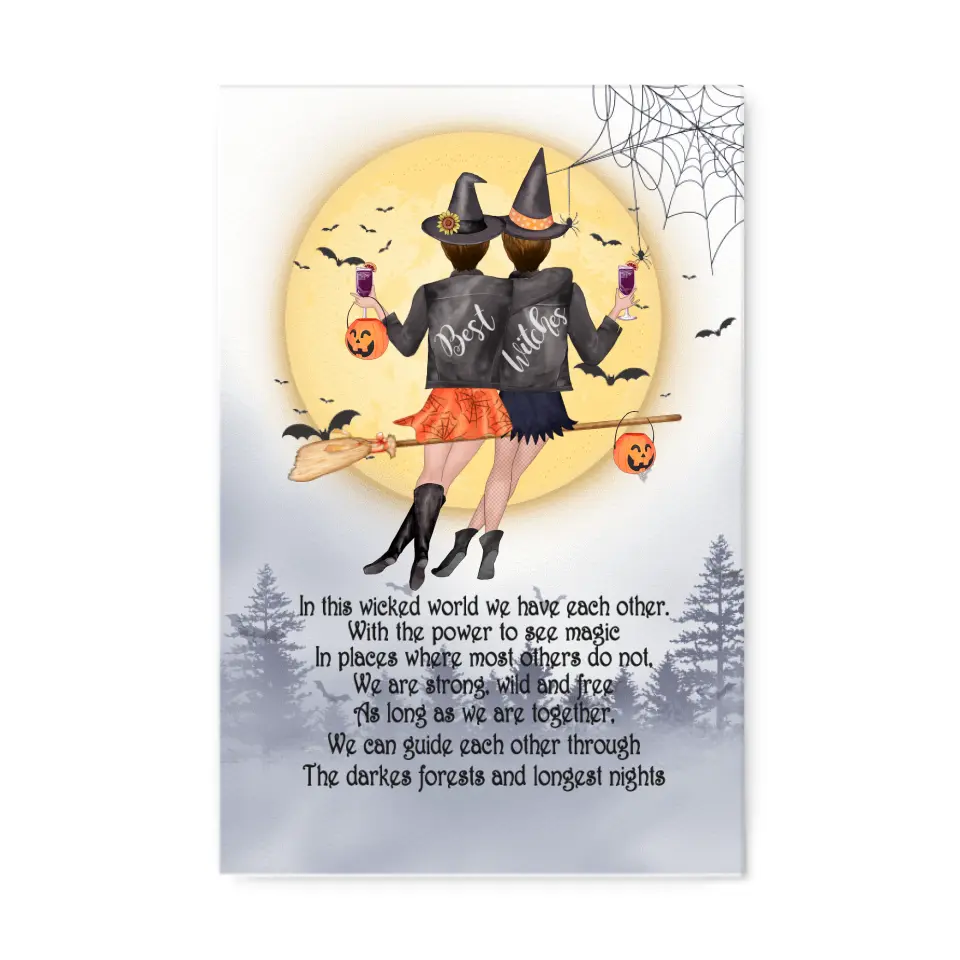Personalized Canvas, Witches Besties In The Wicked World, Halloween Gi ...