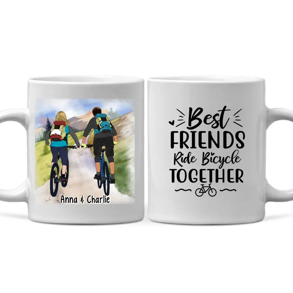 Best Friends Ride Bicycle Together - Personalized Mug For Couples, Fri ...