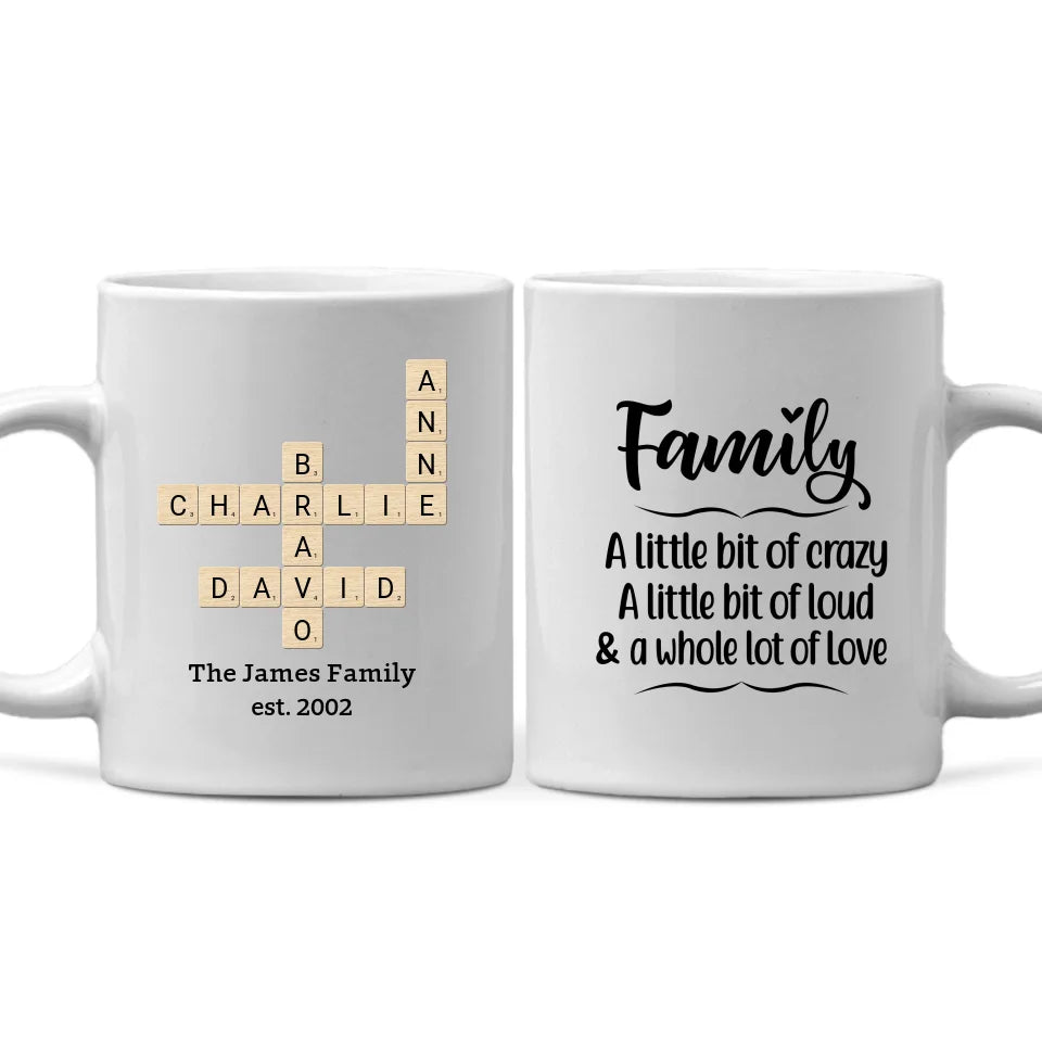 Personalized Family Crossword Art Scrabble Mug, Custom Family Scrabble ...