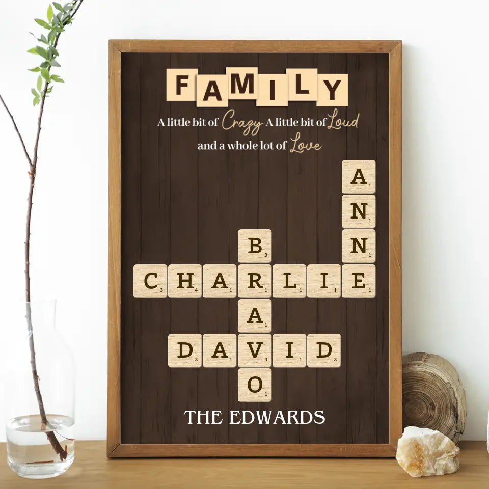 Personalized Family Crossword Poster, Custom Family Scrabble Poster, S ...