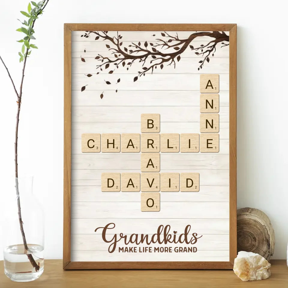 Personalized Grandkids Crossword Poster, Custom Family Scrabble Poster ...