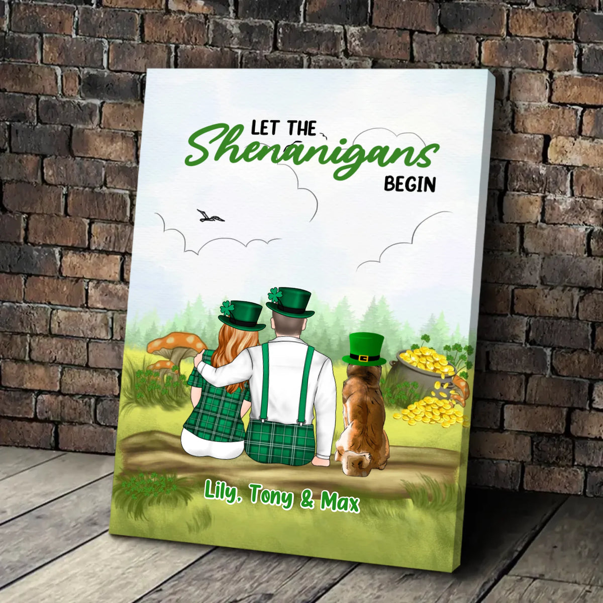 Let The Shenanigans Begin Poster, Personalized Couple Sitting with Dog ...