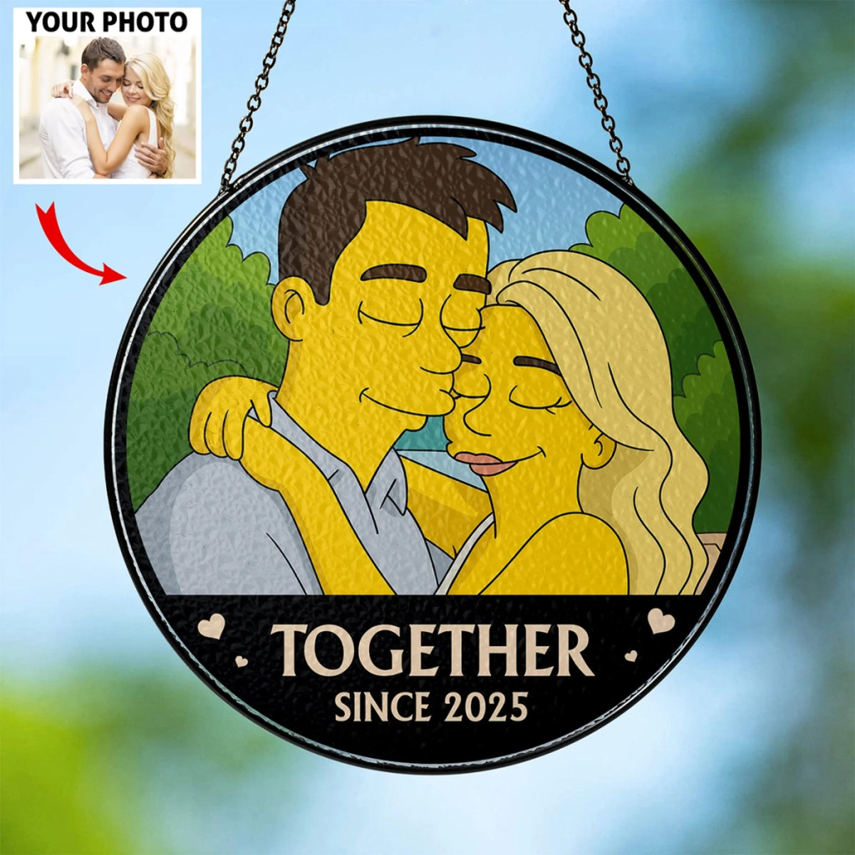 Custom Simpsons Style Character Portrait Stained Glass Window Hanging ...