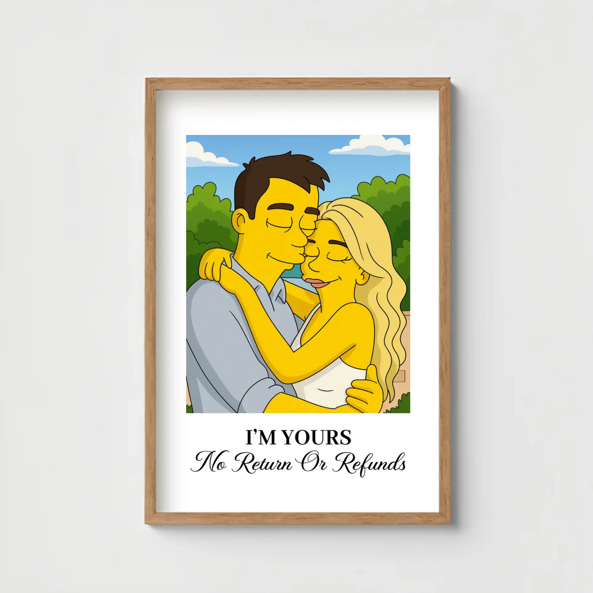 Personalized Simpsons Style Couple Portrait Poster, Custom Cartoon Dra ...