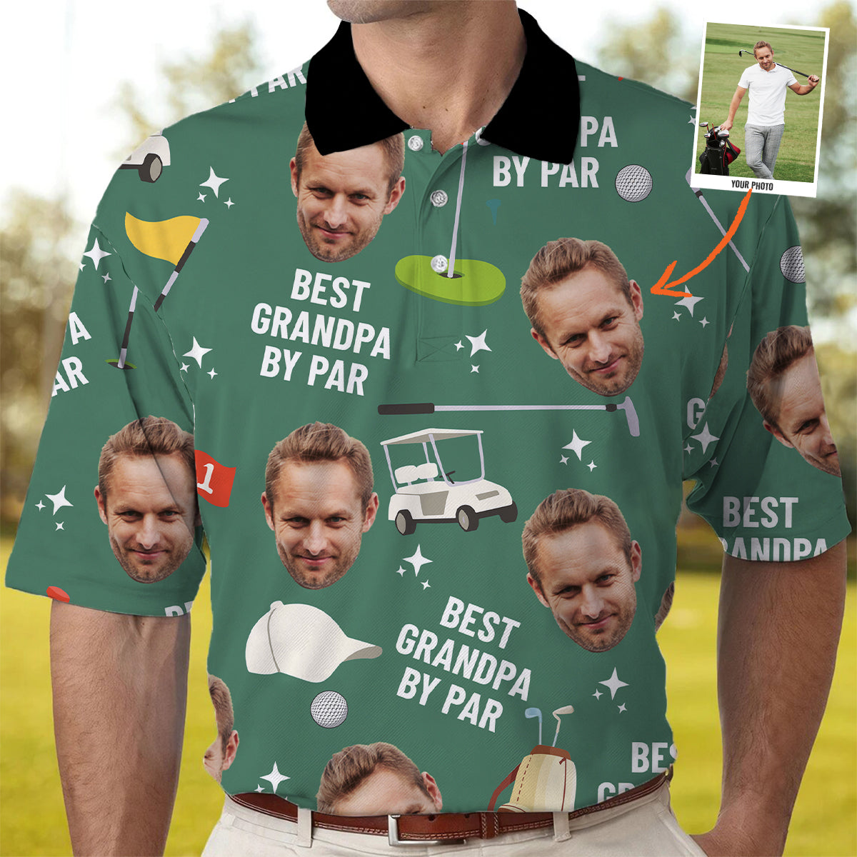 Personalized Best Grandpa By Par Polo Shirt for Men, Funny Polo Shirts ...