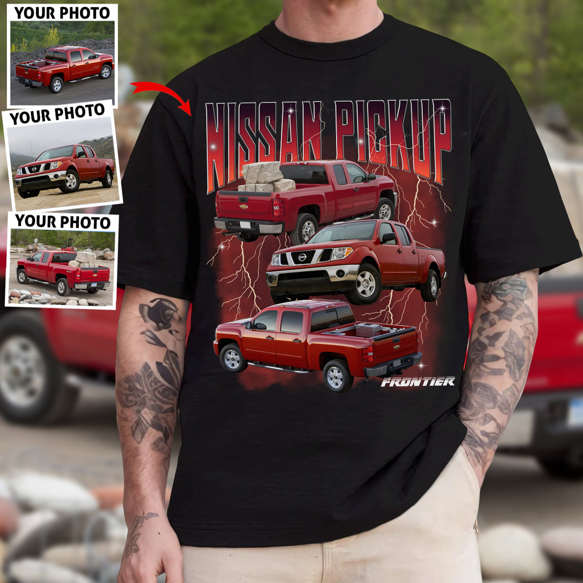Personalized Car Photo Vintage Bootleg Shirt, Custom Vehicle Photo Shi ...