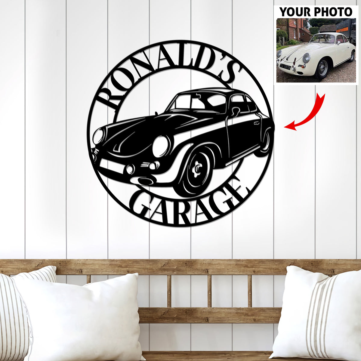 Custom Motor Car Garage Metal Wall Art Sign - Personalized Vehicle Pho ...